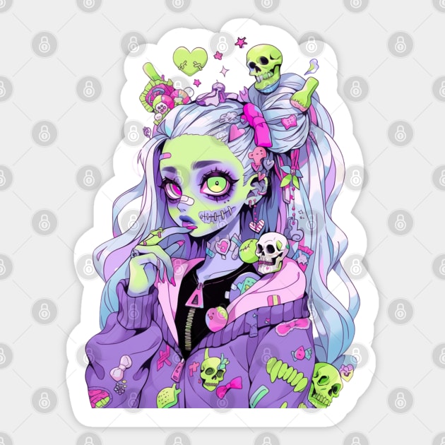 Pastel Goth Cute Kawaii Zombie Pastel Goth Sticker Teepublic